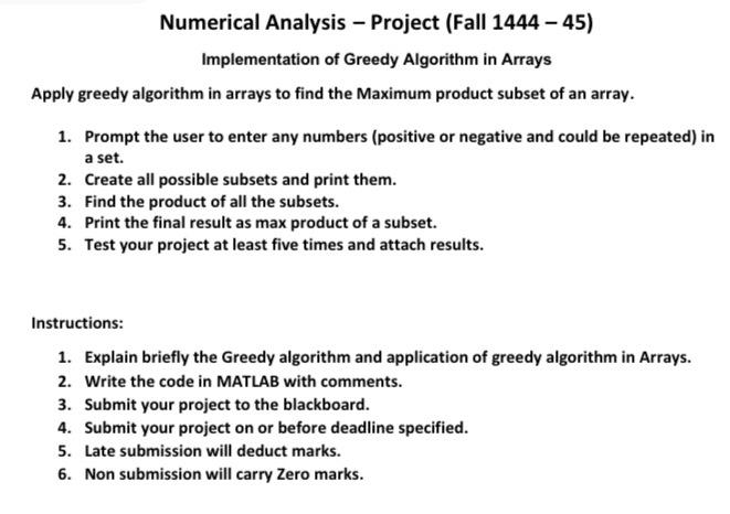 Solved Numerical Analysis - Project (Fall 1444-45) | Chegg.com