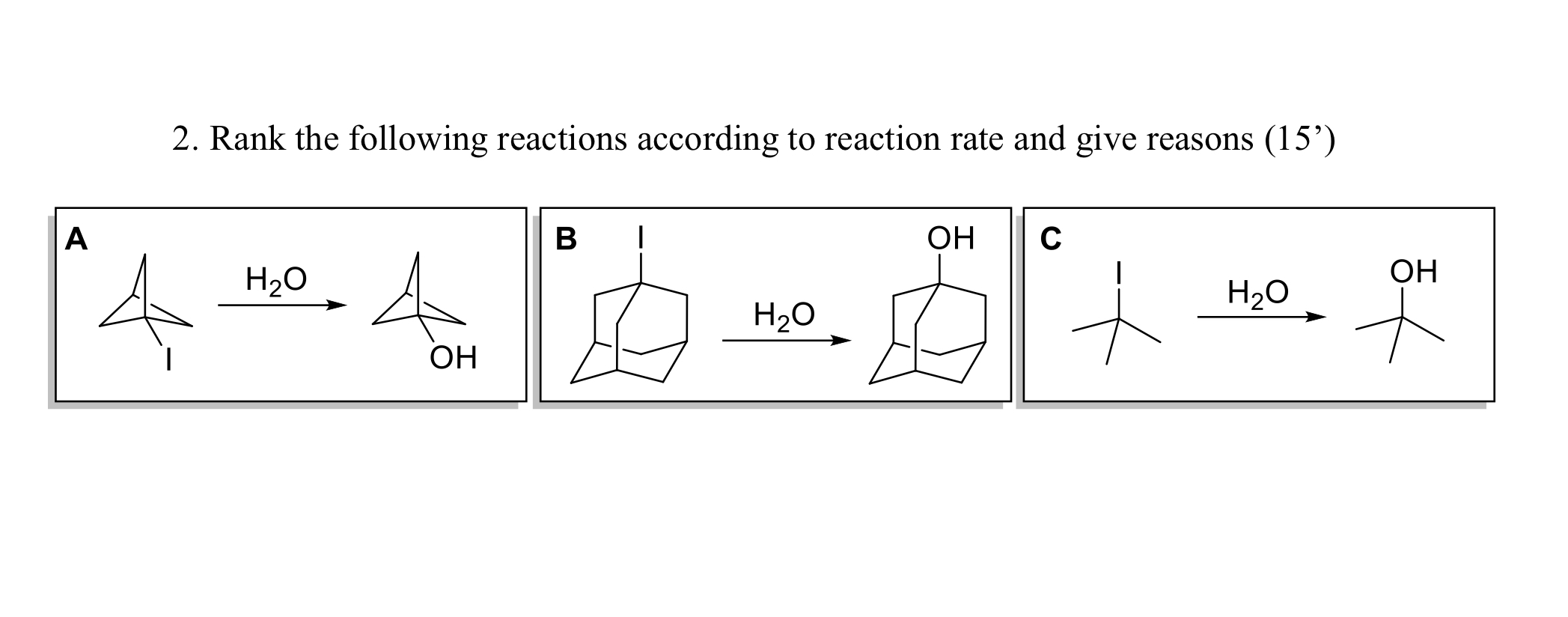 Rank the following reactions according to reaction | Chegg.com