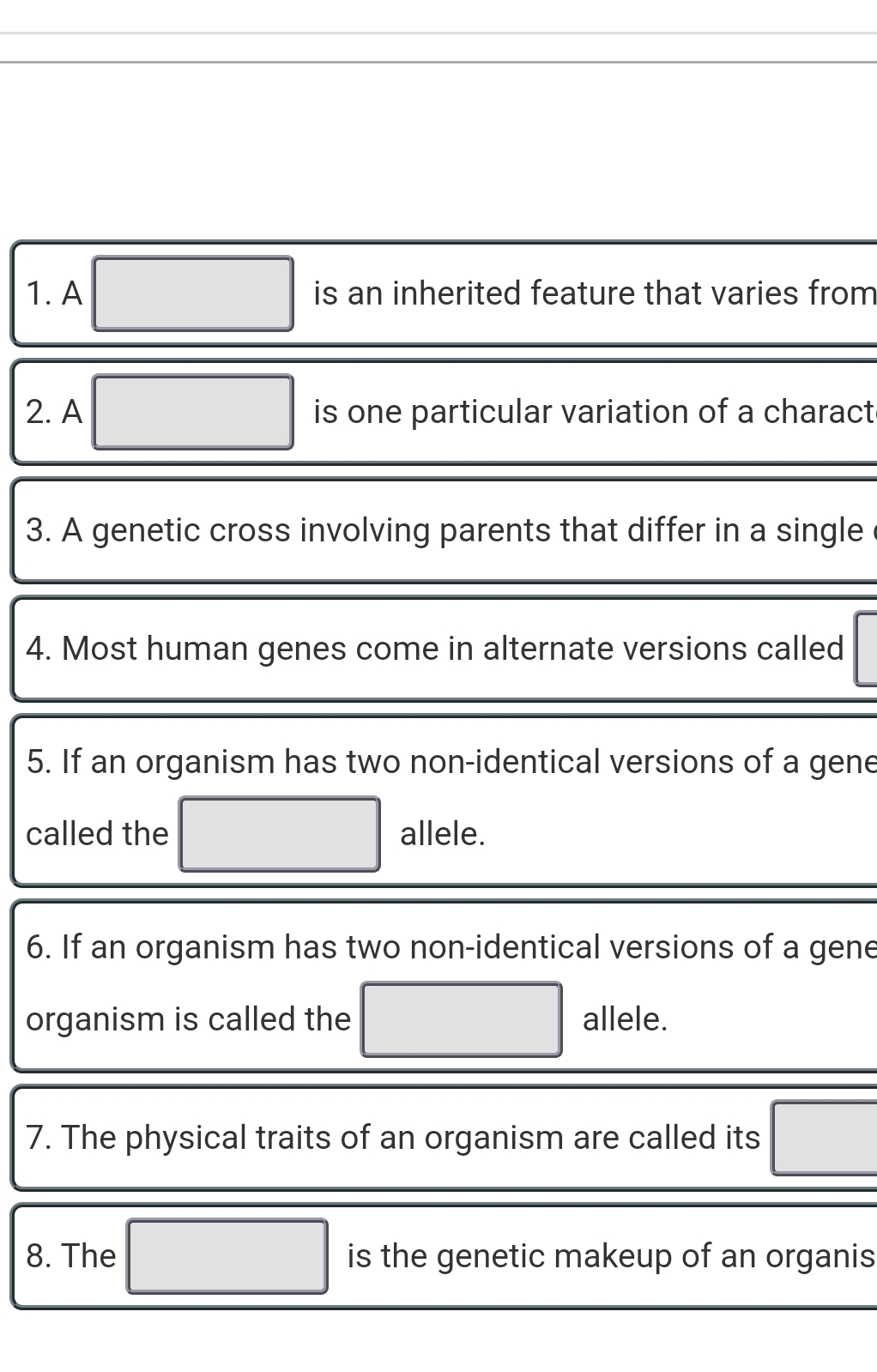 Solved A is an inherited feature that varies fromA is one | Chegg.com