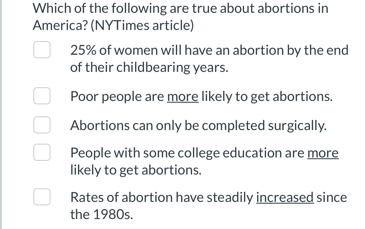 Solved Which of the following are true about abortions in | Chegg.com