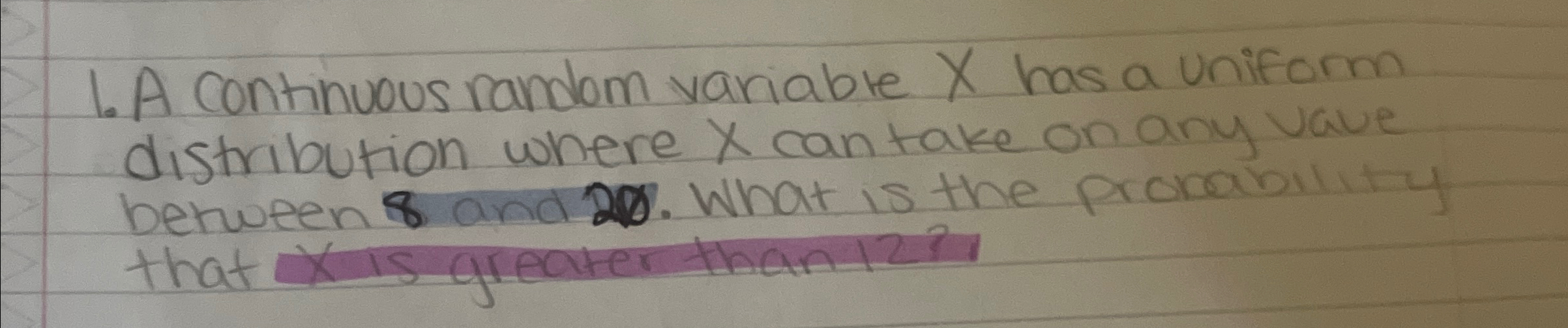Solved A continuous random variable x ﻿has a uniform | Chegg.com