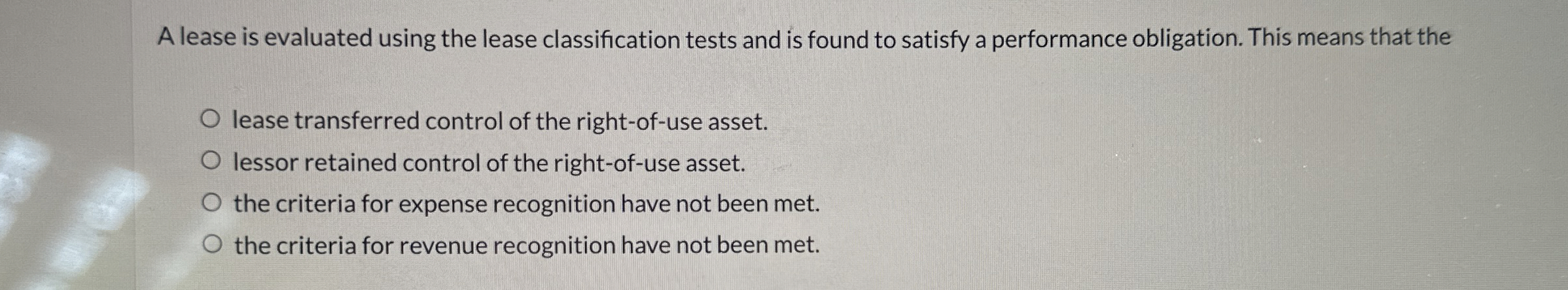 Solved A lease is evaluated using the lease classification | Chegg.com