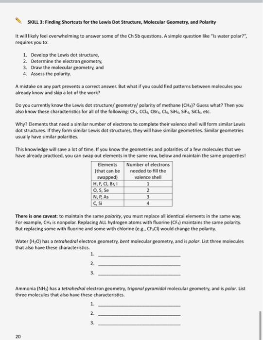 Solved SKIL 3: Finding Shortcuts for the Lewis Dot | Chegg.com