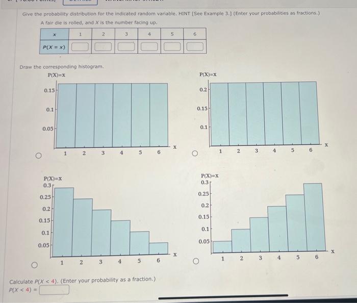 Solved Give the probability distribution for the indicated | Chegg.com