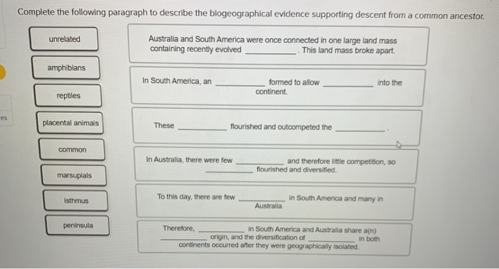 Solved Complete the following paragraph to describe the | Chegg.com