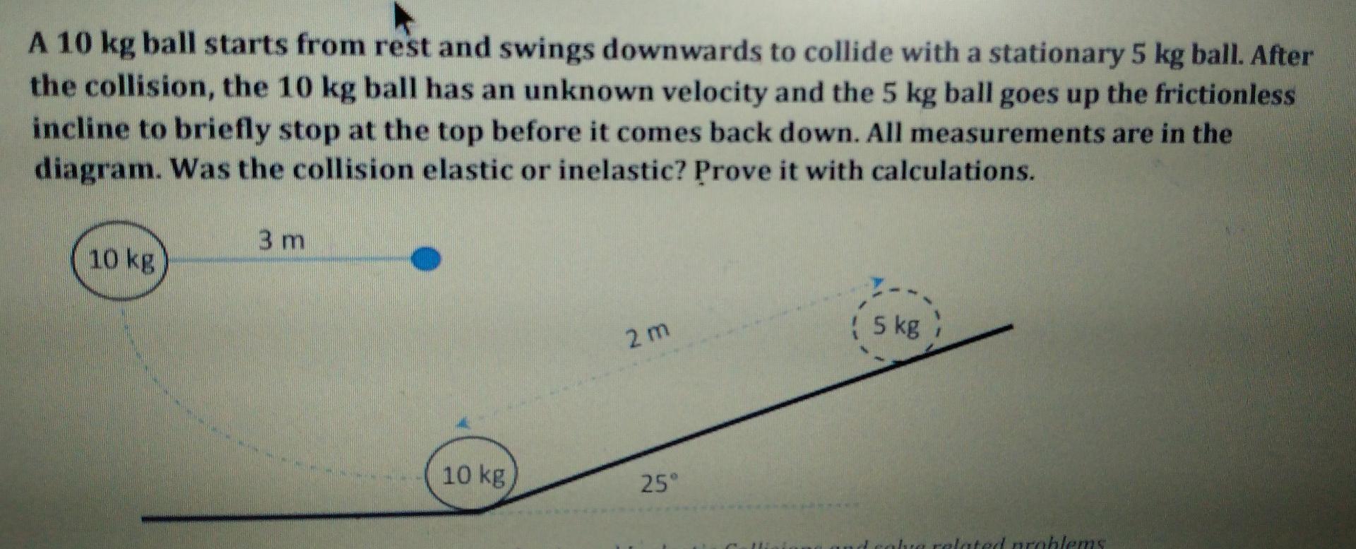 Solved A 10 kg ball starts from rest and swings downwards to | Chegg.com