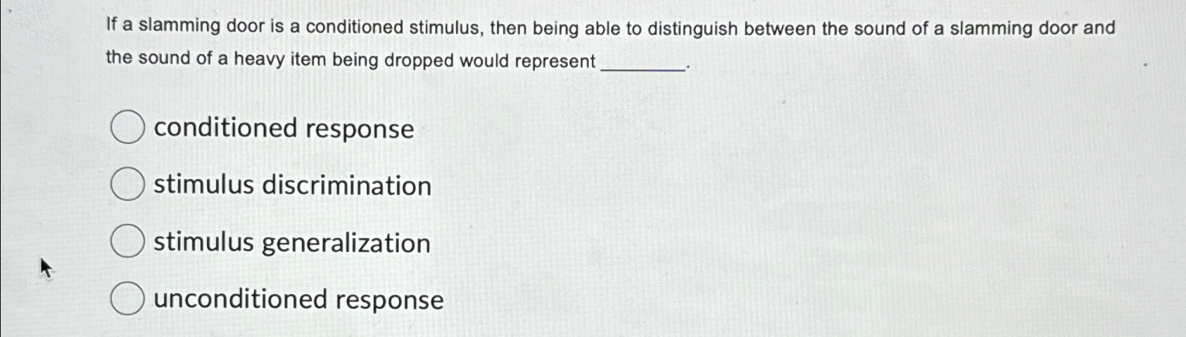 Solved If a slamming door is a conditioned stimulus, then | Chegg.com