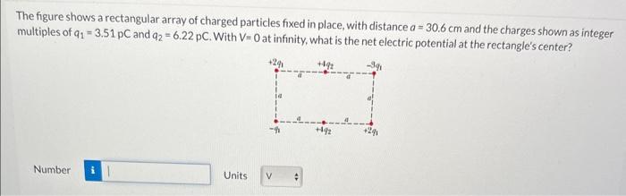 Solved The figure shows a rectangular array of charged | Chegg.com