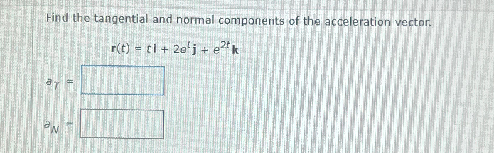 Solved Find the tangential and normal components of the | Chegg.com