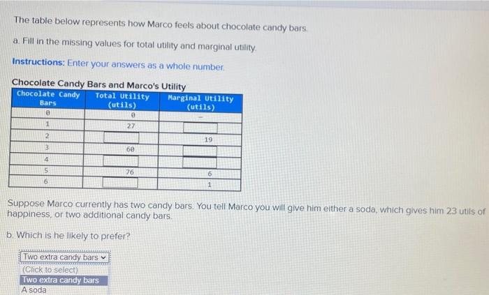 Solved The table below represents how Marco feels about | Chegg.com