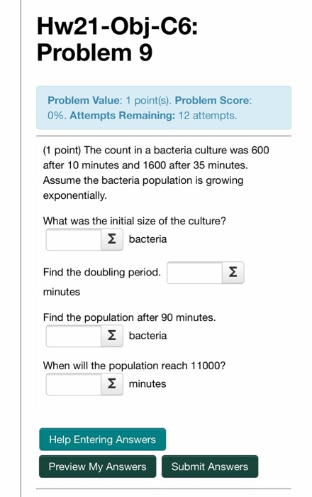 Solved Hw21 Obj C6 Problem 9 Problem Value 1 Points