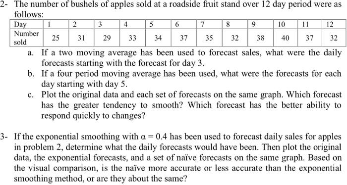 Solved The number of bushels of apples sold at a roadside | Chegg.com