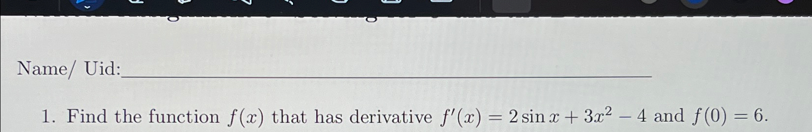 Solved Find the function f(x) ﻿that has derivative | Chegg.com