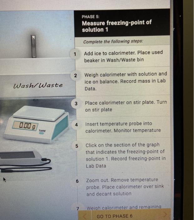 Solved PHASE 5: Measure freezing-point of solution 1 | Chegg.com