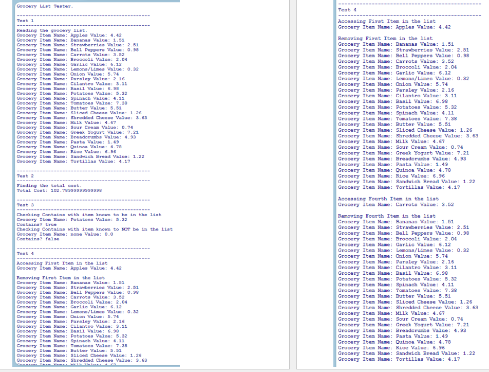 Solved IN JAVALab 03Grocery List ﻿Objective: ﻿Implement a | Chegg.com