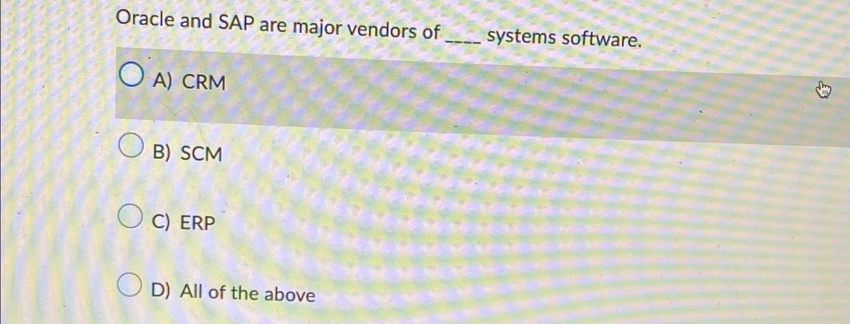 Solved Oracle and SAP are major vendors of systems | Chegg.com