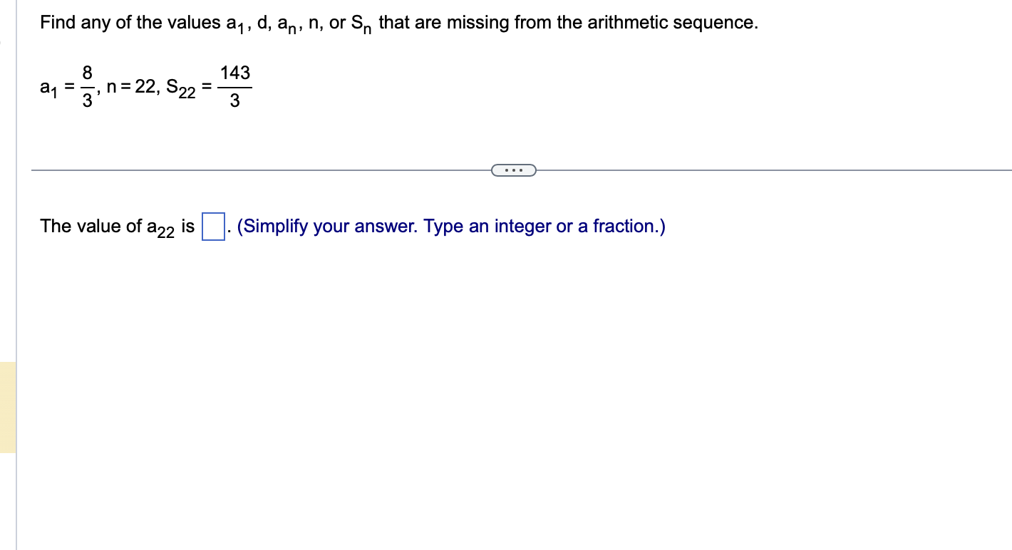 Solved Find any of the values a1,d,an,n, ﻿or Sn ﻿that are | Chegg.com