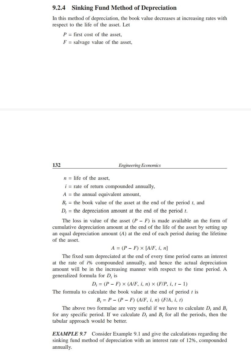 Solved 9.2.4 Sinking Fund Method of Depreciation In this | Chegg.com