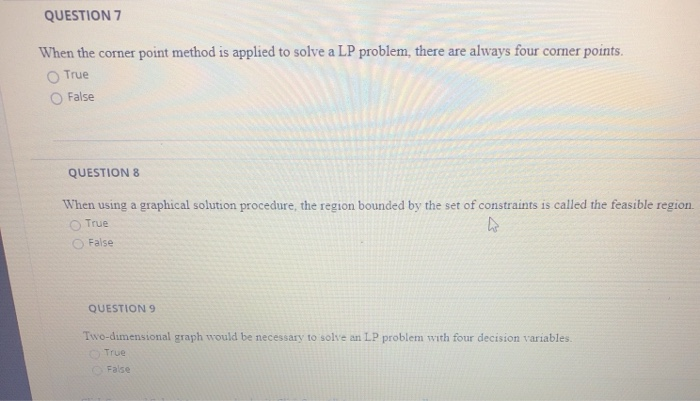 Solved QUESTION 7 When the corner point method is applied to | Chegg.com