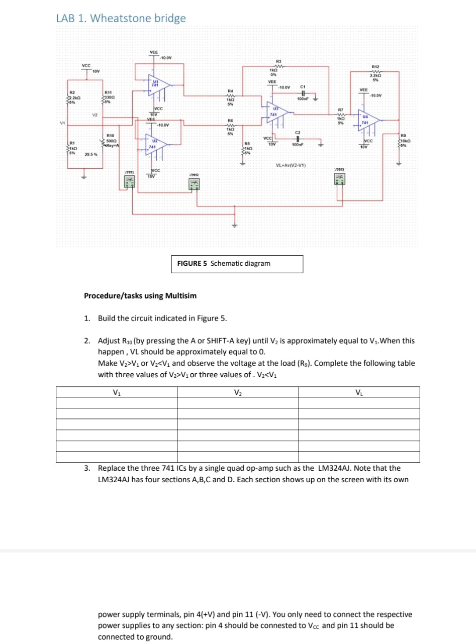 Procedure/tasks using MultisimBuild the circuit | Chegg.com