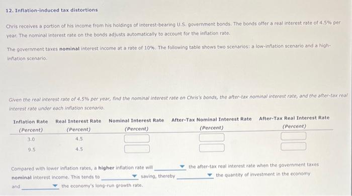 Solved 12. Inflation-induced tax distortions Chris recelves | Chegg.com