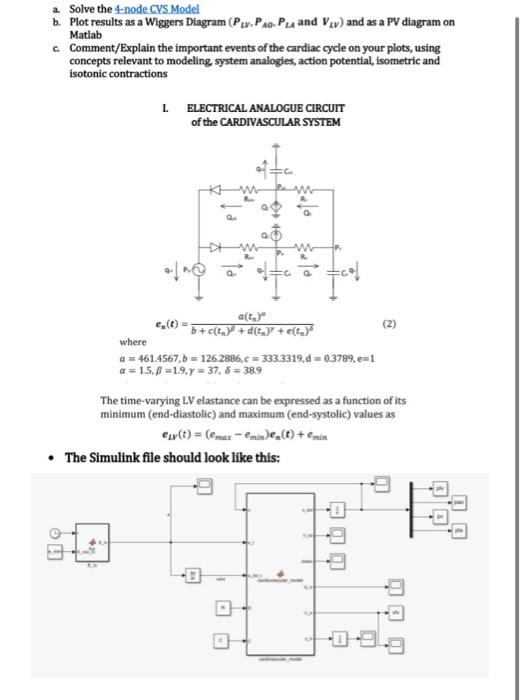 Solved a. Solve the 4-node CVS Model b. Plot results as a | Chegg.com