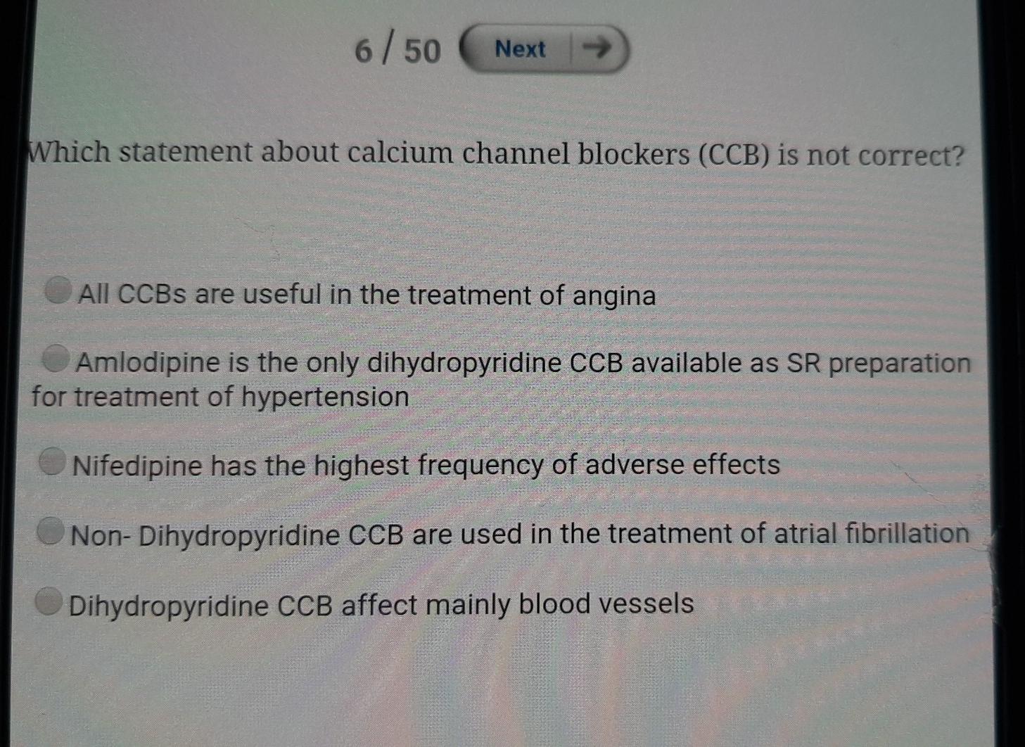 Solved 6/50 Next Which statement about calcium channel | Chegg.com