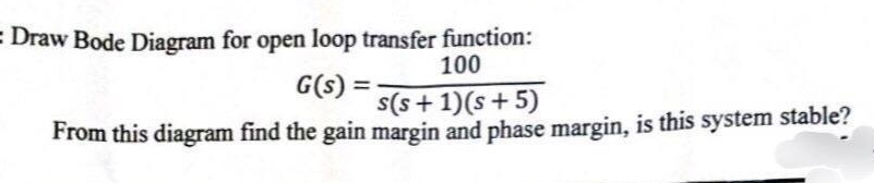 Solved Draw Bode Diagram for open loop transfer | Chegg.com