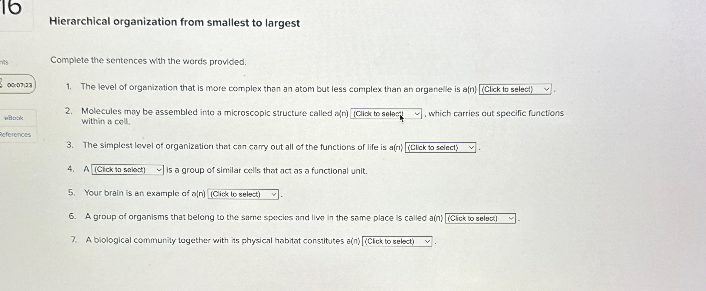Solved Hierarchical organization from smallest to | Chegg.com