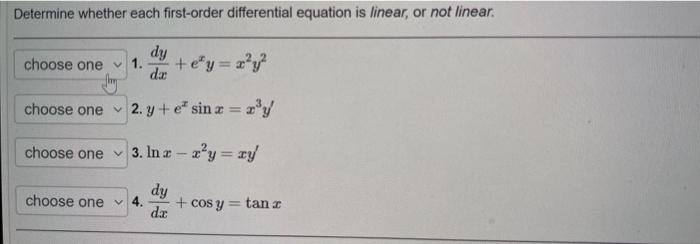 Solved Determine whether each first-order differential | Chegg.com