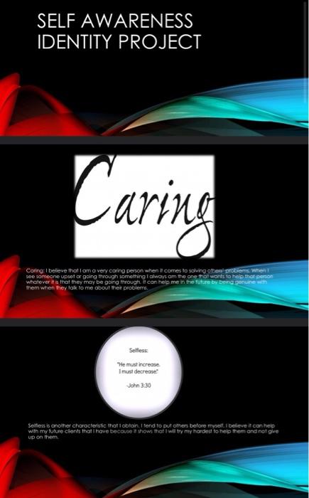 SELF AWARENESS IDENTITY PROJECT whatever it is that | Chegg.com