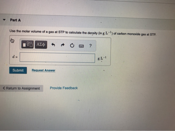 Solved Part A Use the molar volume of a gas at STP to | Chegg.com