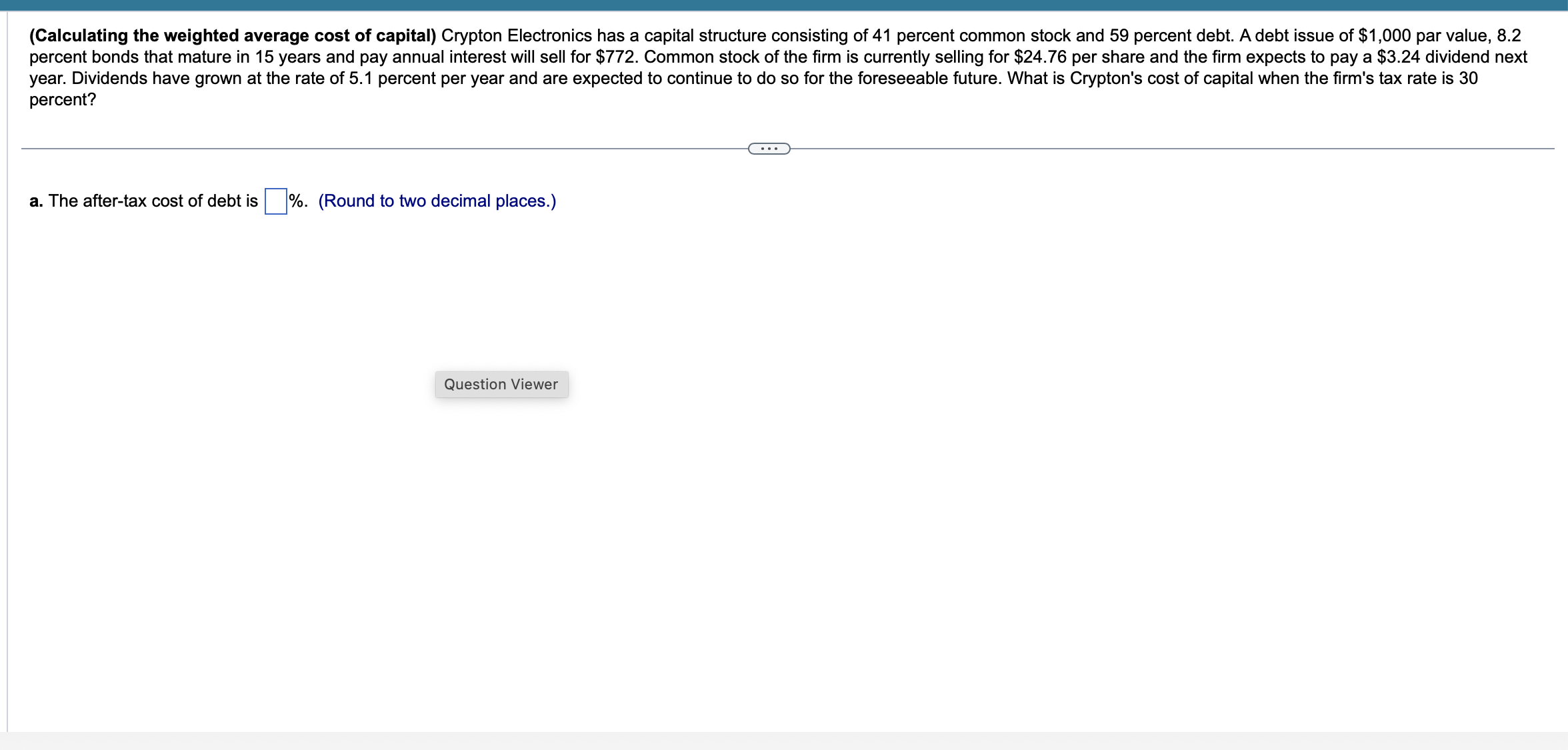 Solved Three part questiona) ﻿after-tax cost of debtb) ﻿cost | Chegg.com