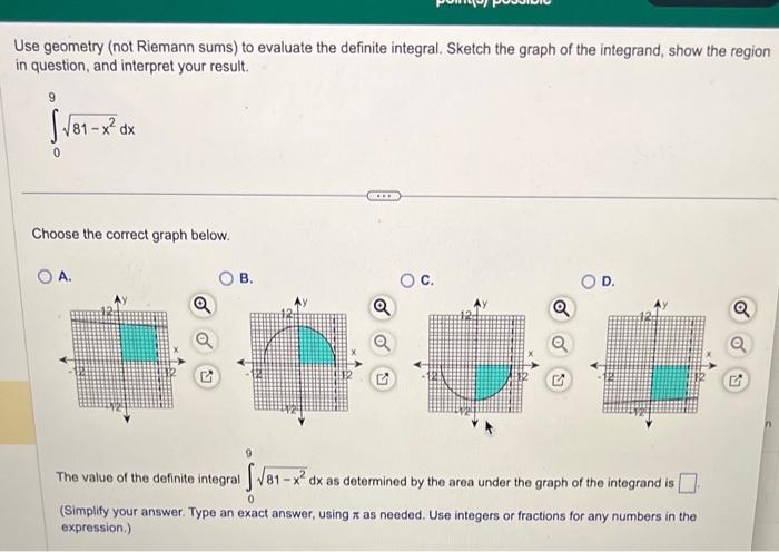 Solved Use geometry (not Riemann sums) to evaluate the | Chegg.com