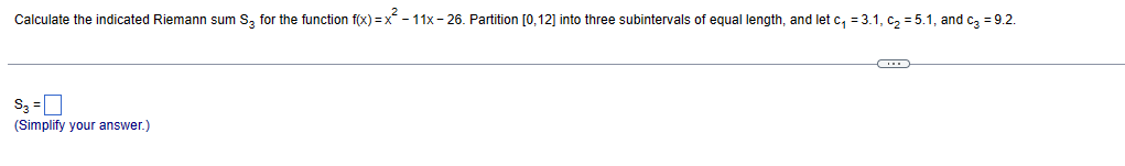 Solved Calculate the indicated Riemann sum Upper S 3 ﻿for | Chegg.com