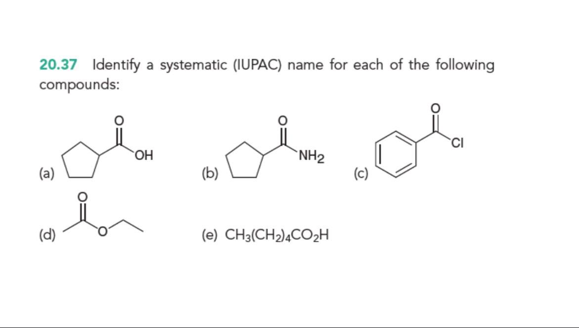 Solved 20.37 ﻿Identify a systematic (IUPAC) ﻿name for each | Chegg.com