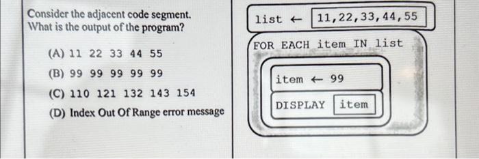Solved Consider the adjacent code segment. What is the | Chegg.com
