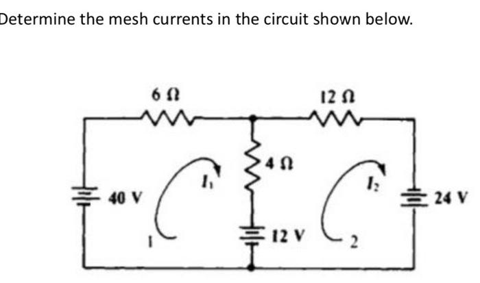 Solved Determine the mesh currents in the circuit shown | Chegg.com