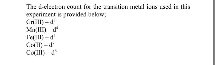 Solved 6. Using the d electron configuration and the table | Chegg.com