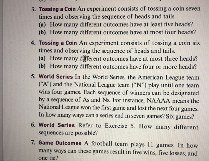 Solved 3. Tossing a Coin An experiment consists of tossing a | Chegg.com