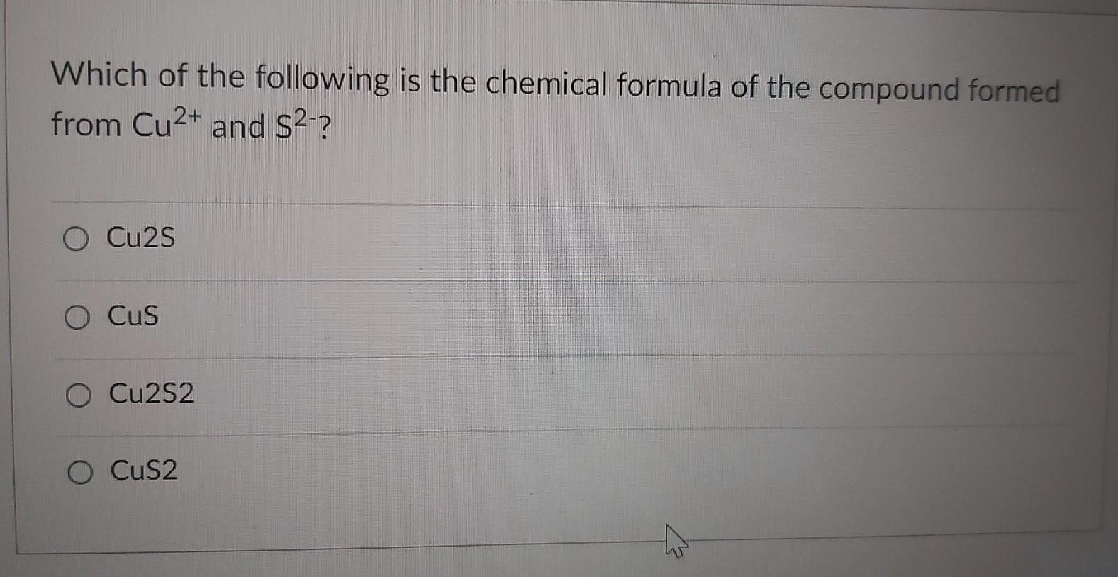 Solved Which of the following is the chemical formula of the | Chegg.com