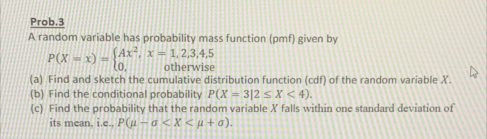Solved Prob. 3A random variable has probability mass | Chegg.com