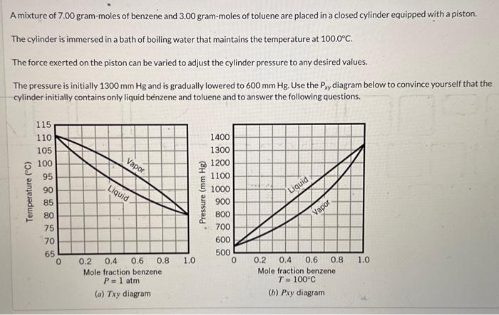 Solved A mixture of 7.00gram-moles of benzene and | Chegg.com