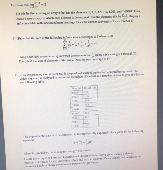 Solved 1) Show that limx→1x−1x2−1=2 Do this by first | Chegg.com