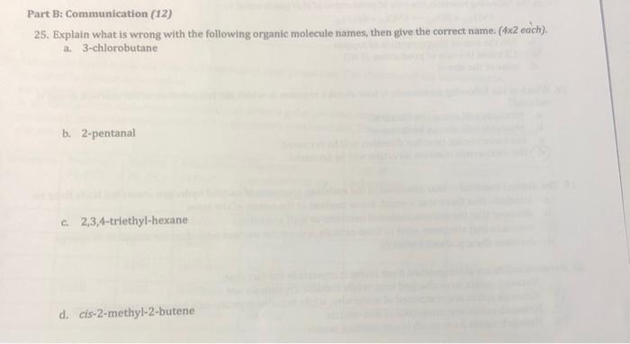 Solved Part B: Communication (12) 25. Explain what is wrong | Chegg.com