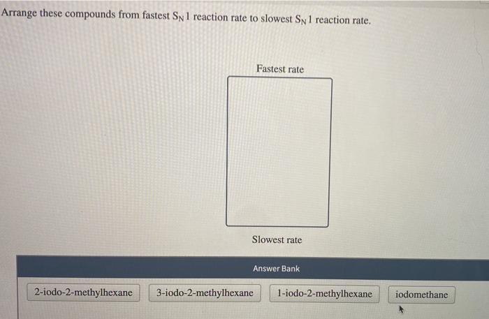 Solved Arrange these compounds from fastest SN1 reaction | Chegg.com