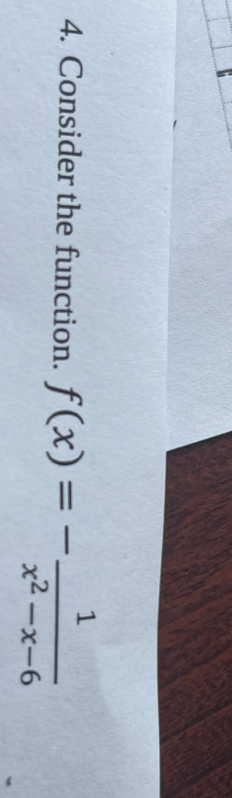 Solved Consider the function. f(x)=-1x2-x-6What are the | Chegg.com