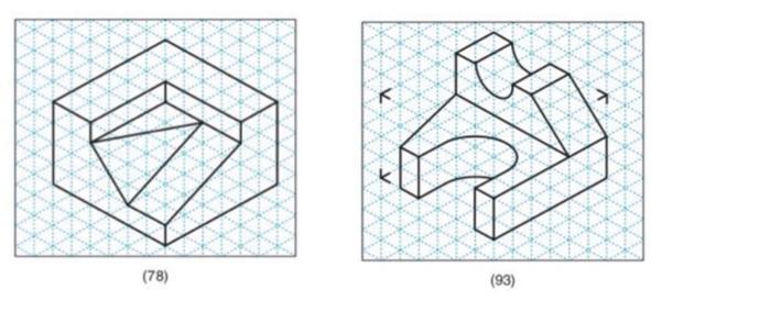 Solved (78) (93) Convert isometric drawings to multiview | Chegg.com