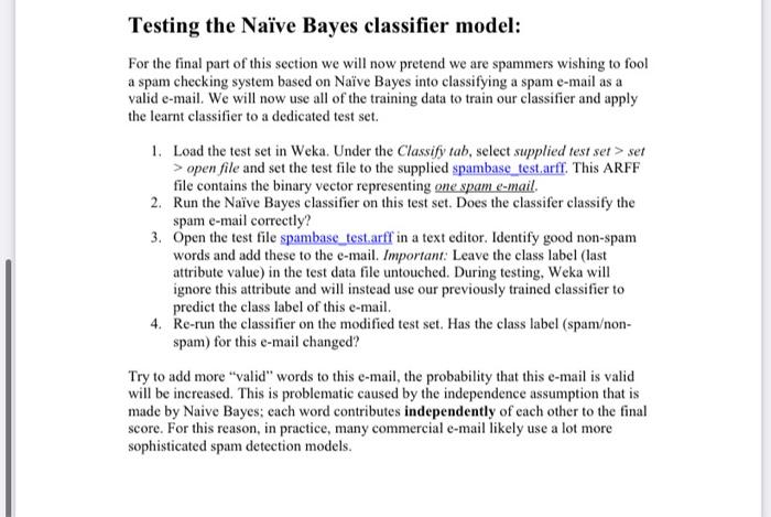 Solved Naïve Bayes classifier: Spam filtering We will use | Chegg.com