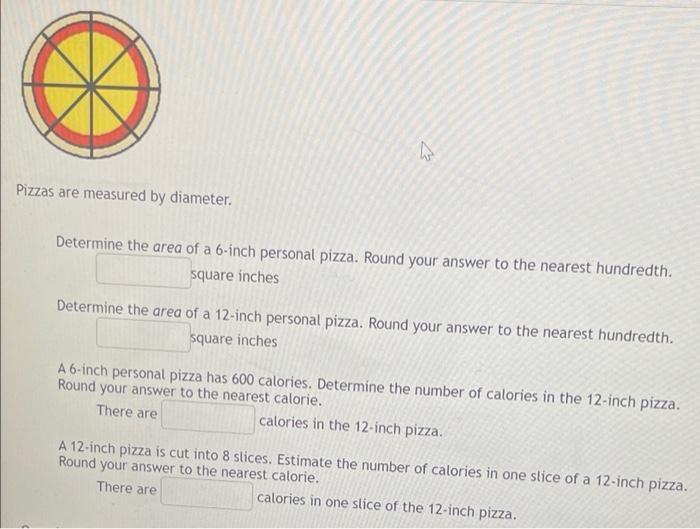 Solved 7 Pizzas are measured by diameter. Determine the area | Chegg.com